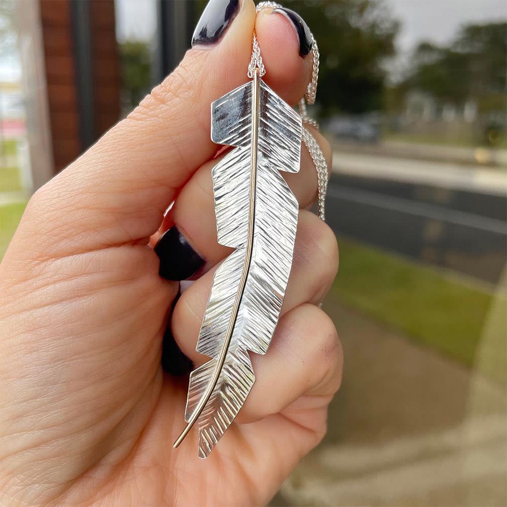 Peter James Feather Pendant in Two Tone – DP Jewelry Designs