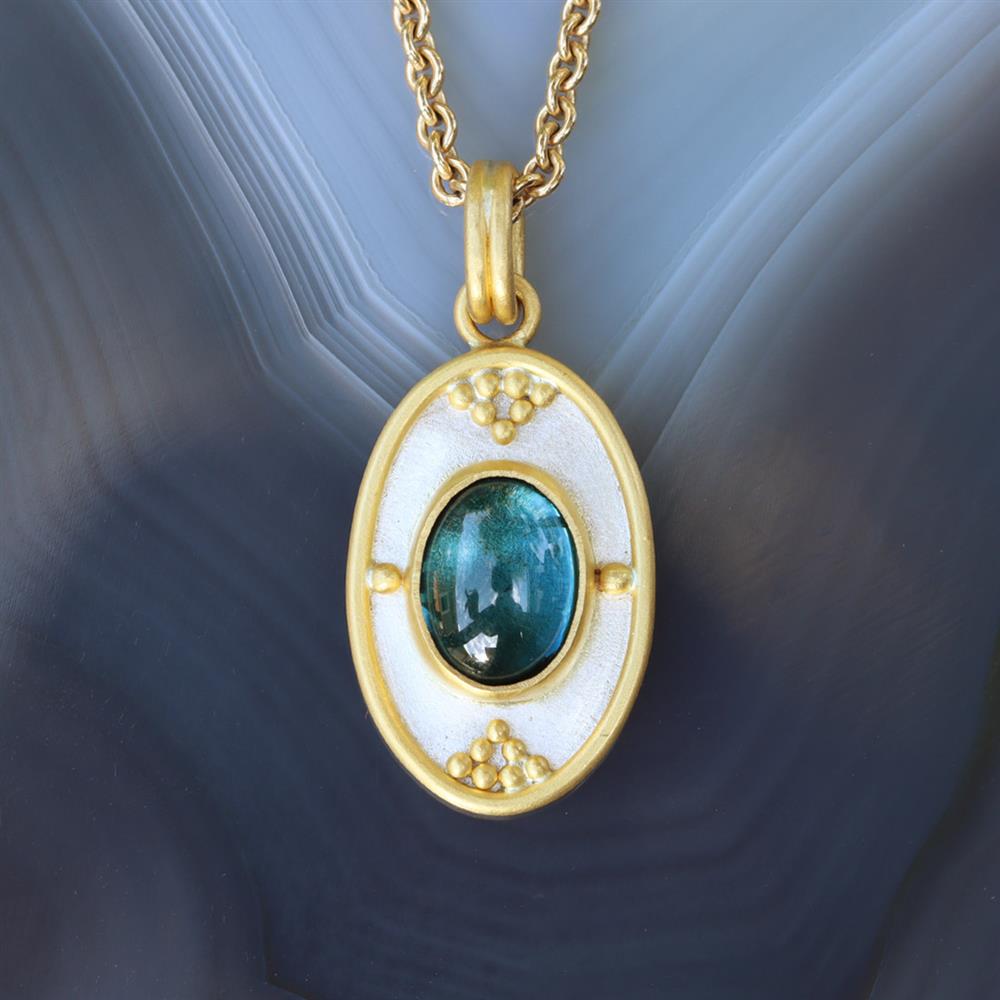 Sheila Stillman Drop of Tourmaline Pendant in 22k Gold & Sterling ...