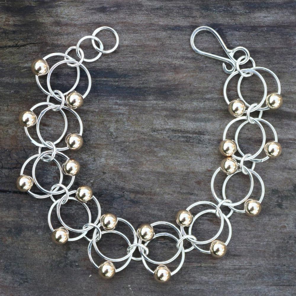 Medium Double Link and Double Bead Bracelet 239 – DP Jewelry Designs