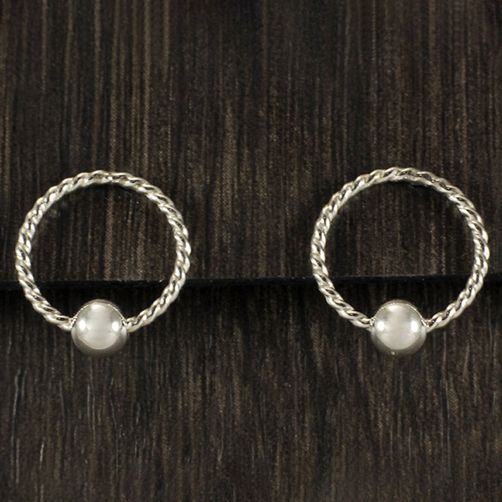 Simply Twisted Circle and Bead Post Earrings ER67 – DP Jewelry Designs